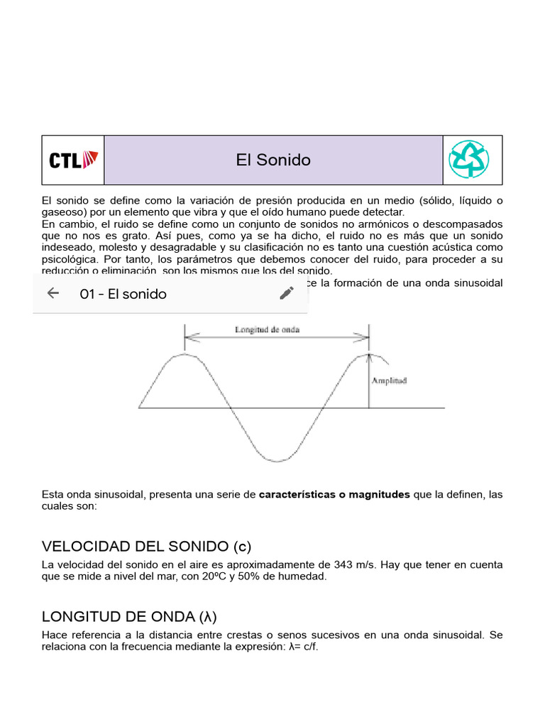 01 - El Sonido | Descargar gratis PDF | Sonido | Decibel