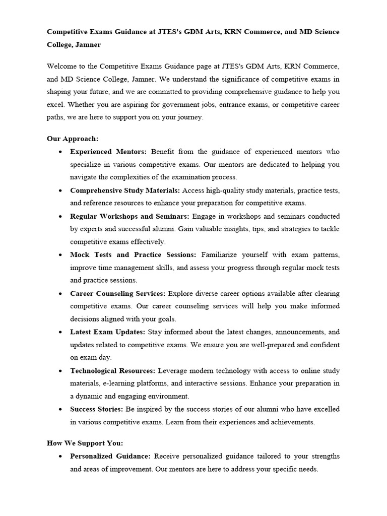Competitive Exam | PDF | Mentorship | Educational Technology