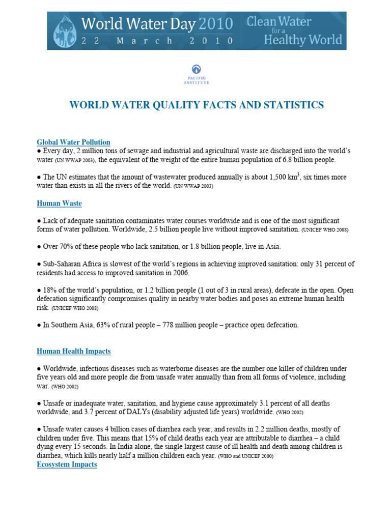 Water Quality Facts and Stats3 | PDF | Drinking Water | Water Pollution