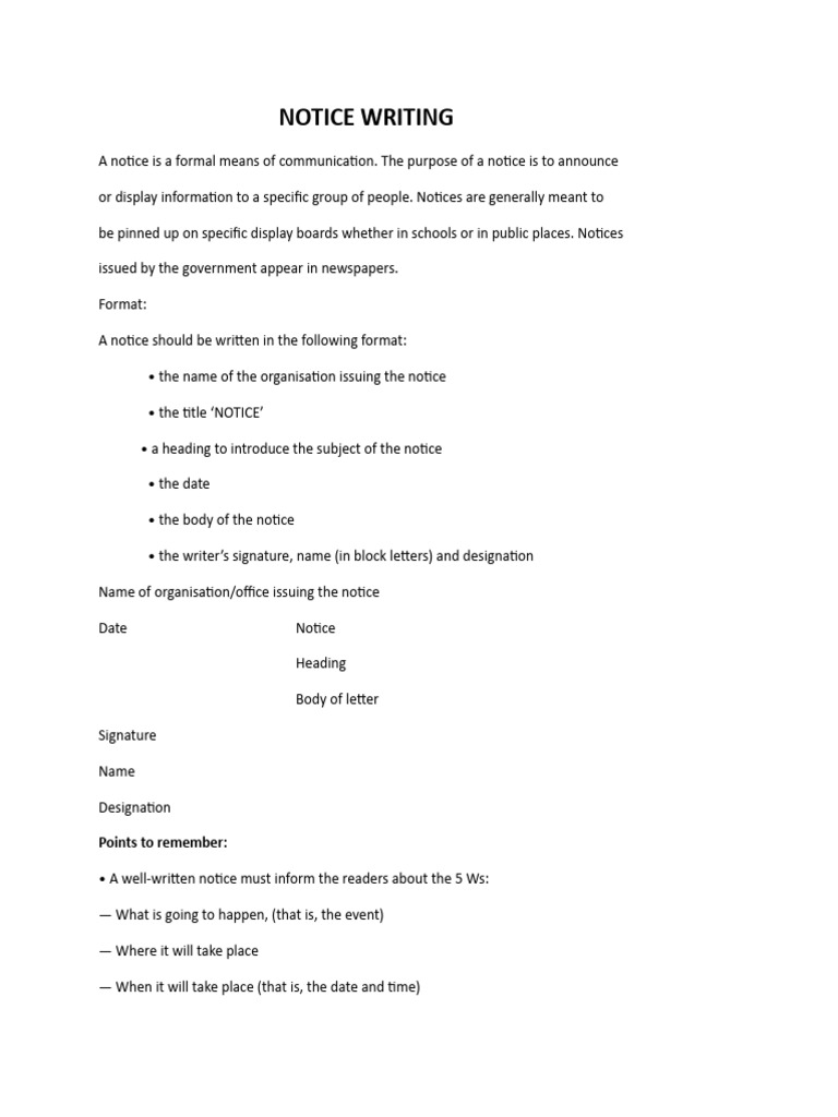 Notice Report Paragrapgh | PDF | Paragraph | Information