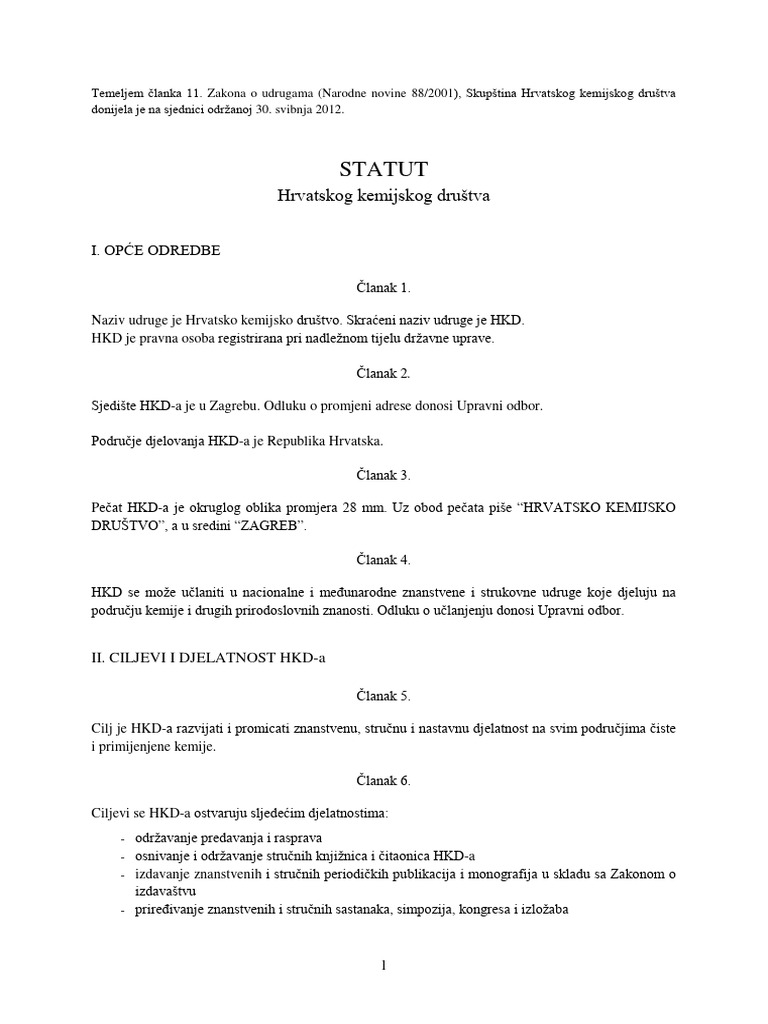 HKD Statut 2012 | PDF