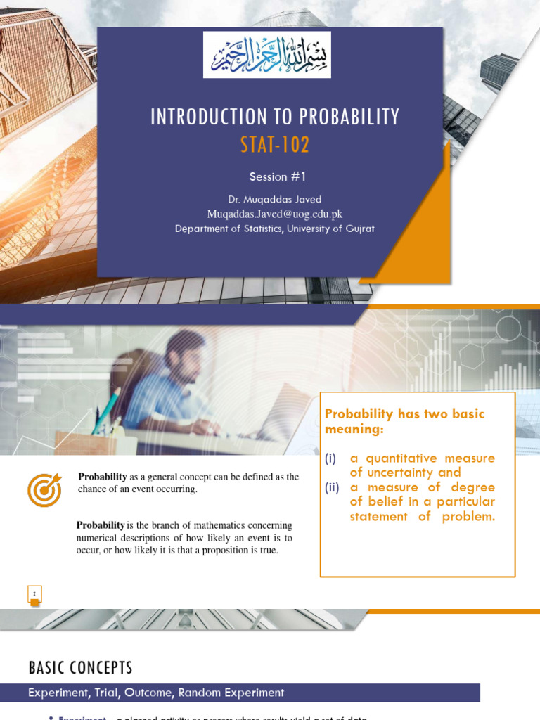 Lecture # 1 (Basic Concept of Probability) | PDF | Probability | Randomness