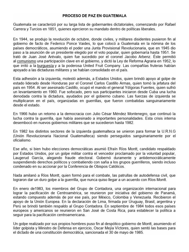 Proceso de Paz en Guatemala: 1996 | PDF | Guatemala | Gobierno