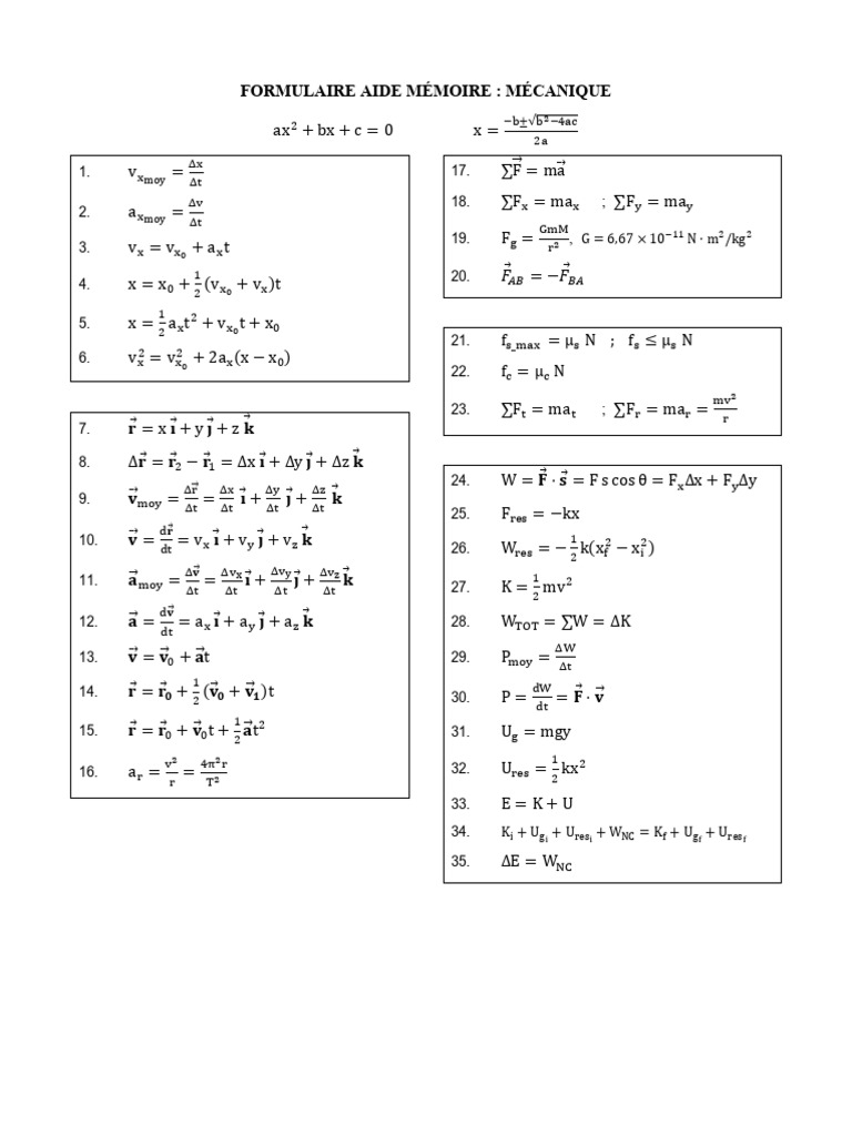 203-SN1-RE Feuille Formules H2024 | PDF