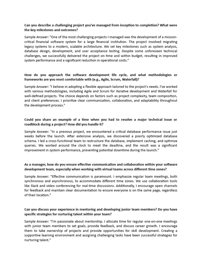 Can You Describe A Challenging Project You | Download Free PDF | Software Development Process ...