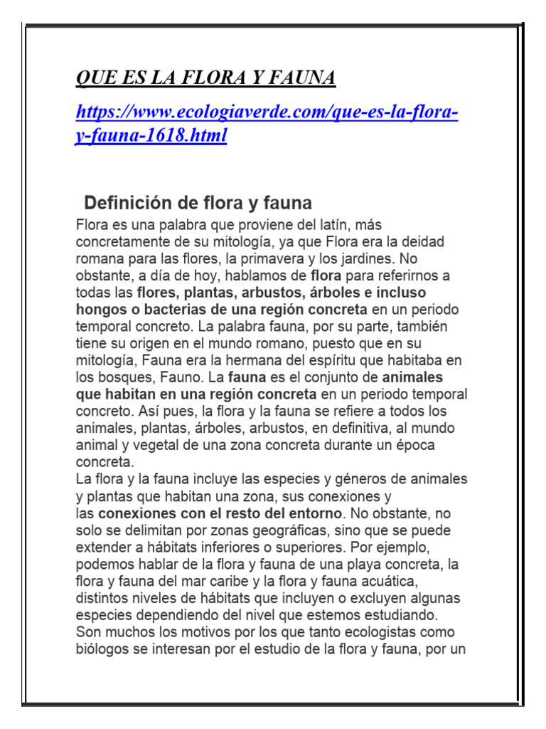 Definición de Flora y Fauna | PDF | Fauna | Hierba