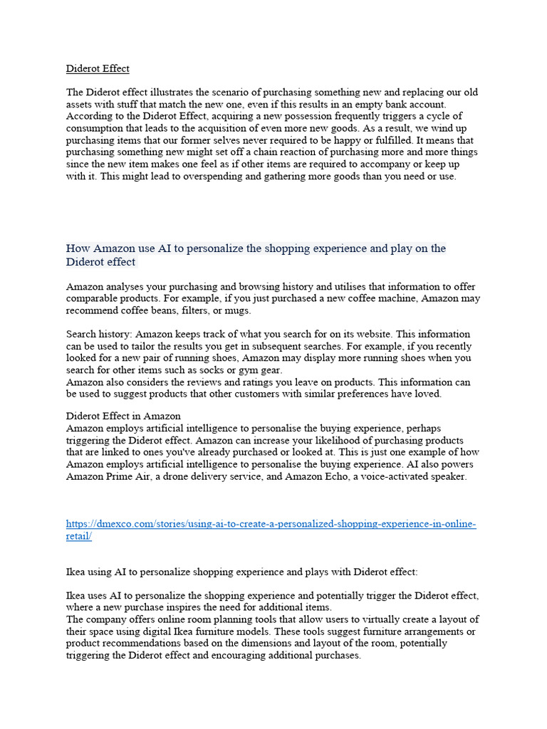 Diderot Effect ASSGN | PDF | Artificial Intelligence | Intelligence (AI) & Semantics