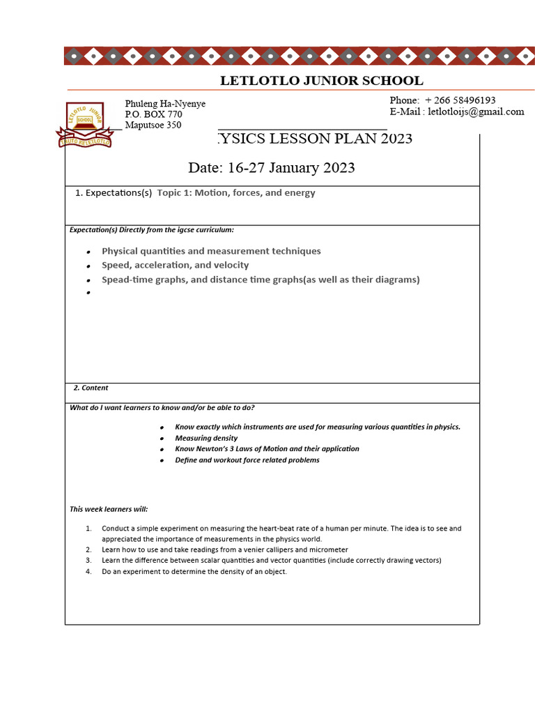 Year 10 Physics Lesson Plan 2023 | PDF | Computers