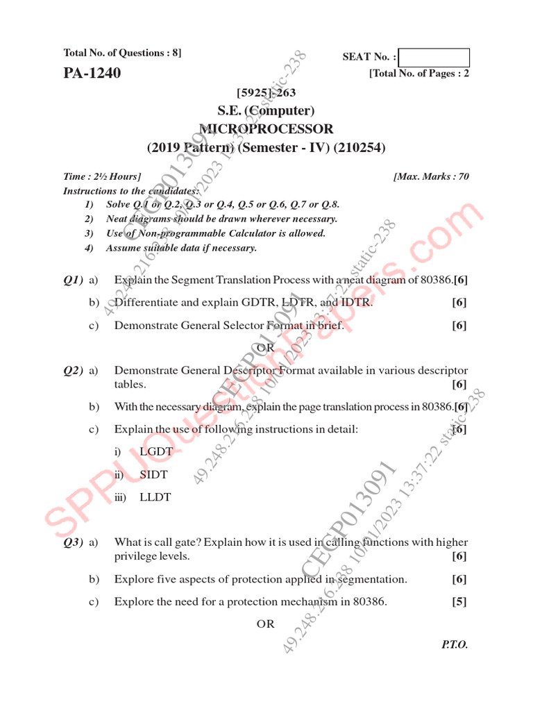 Be Computer-Engineering - Semester-4 - 2022 - November - Microprocessor-Pattern-2019 | PDF ...