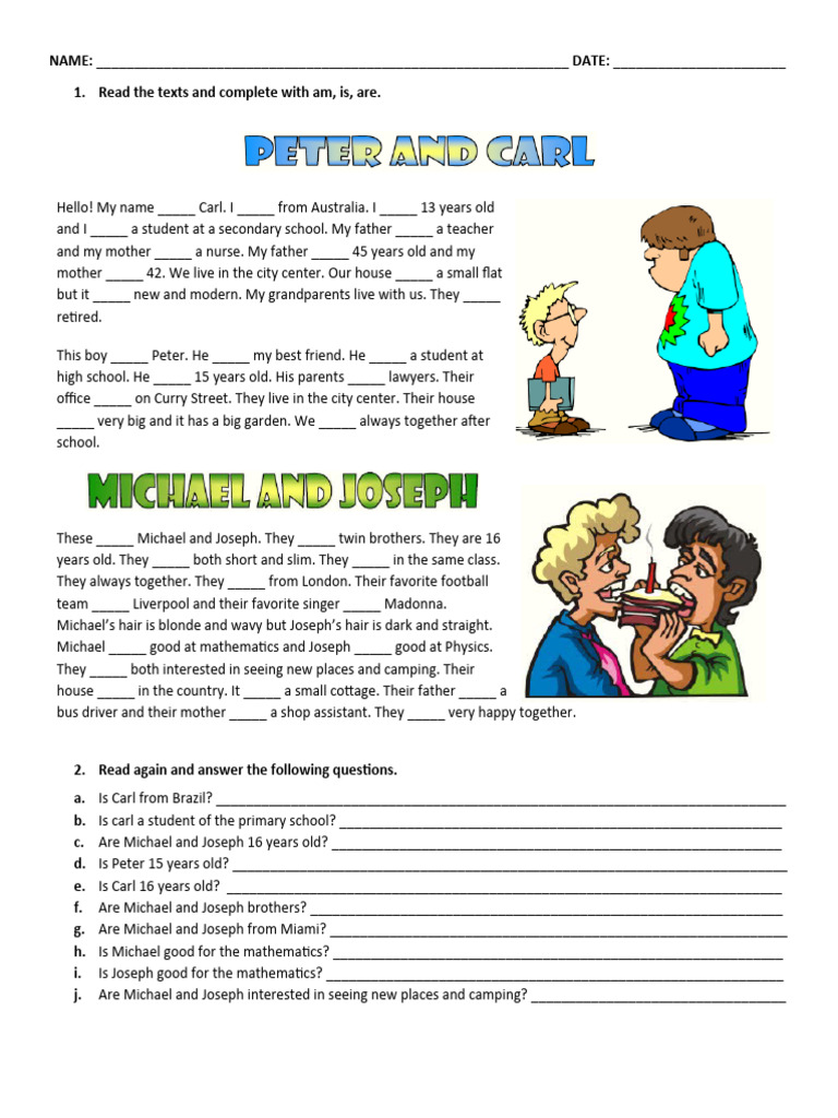 Final Exam The Verb Be | PDF