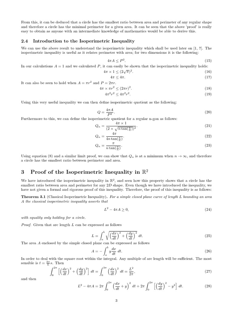 Isoperimetric Inequality Explained | PDF | Area | Mathematics