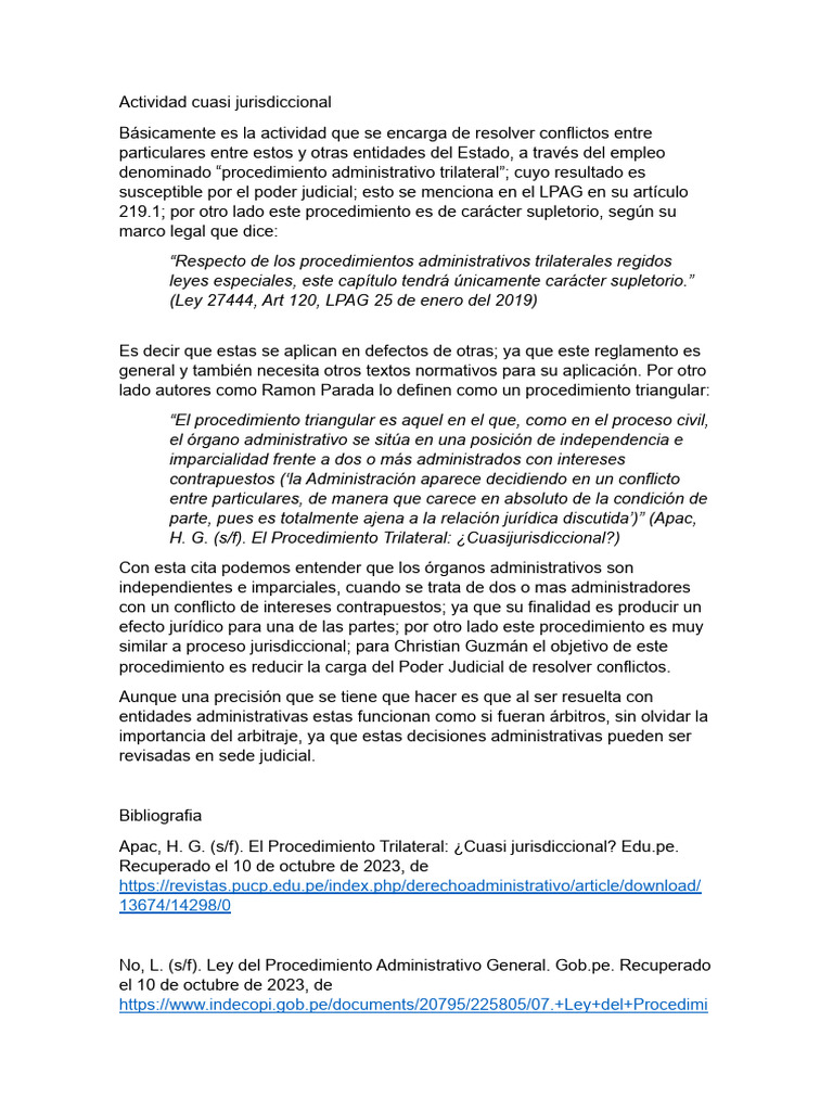 Procedimiento Administrativo Trilateral | PDF | Regulación | Constitución
