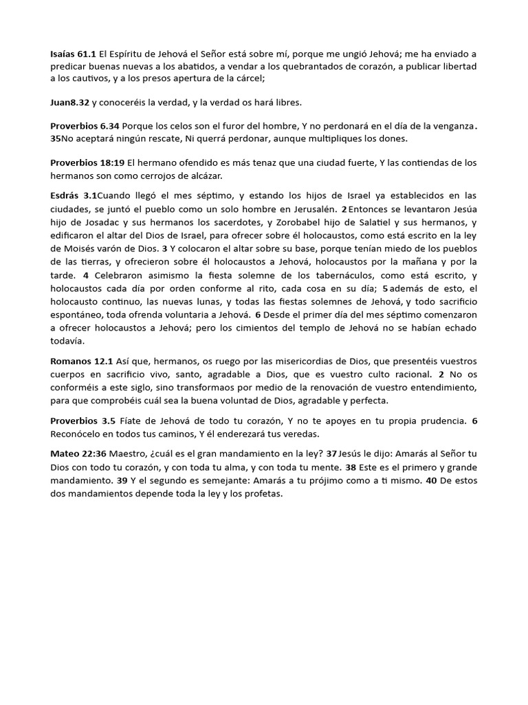 Versículos | PDF | Creencia religiosa y doctrina | Contenido bíblico