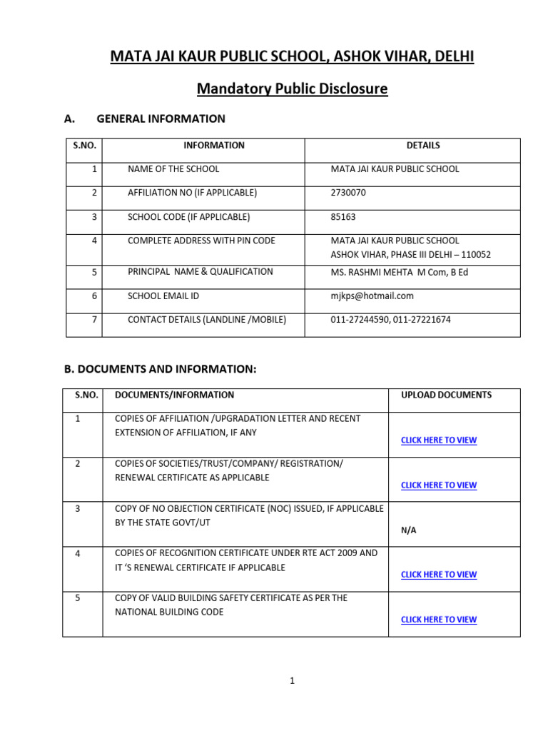 Mandatory Public Disclosure | PDF