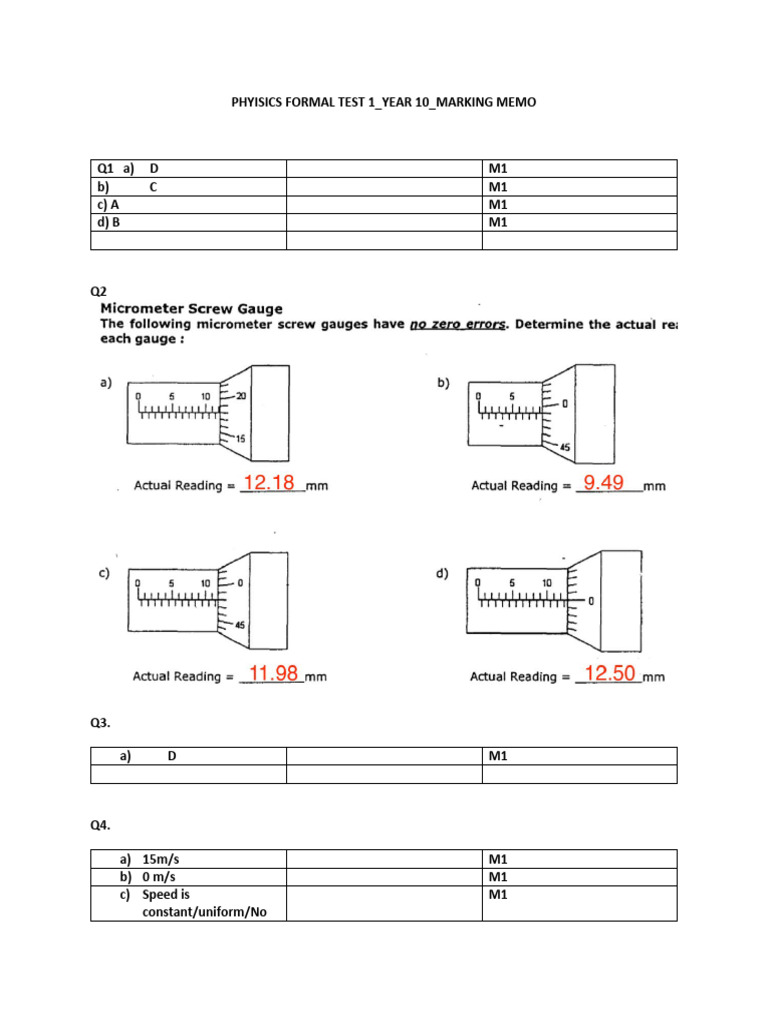 Phyisics Formal Test 1 | PDF