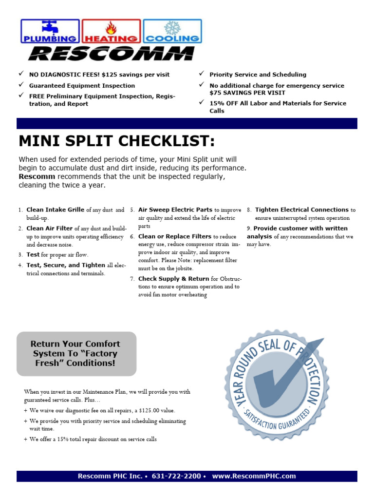 MP Mini Split Checklist | PDF | Computers | Technology & Engineering
