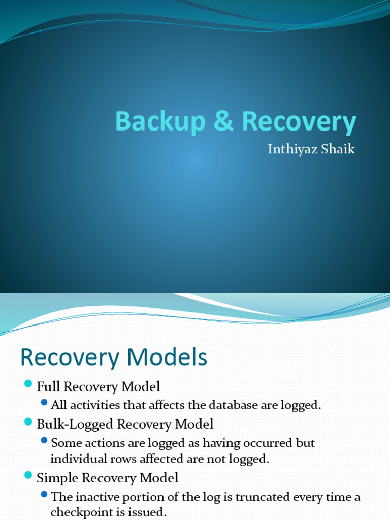 Backup N Recovery | PDF | Backup | Database Transaction