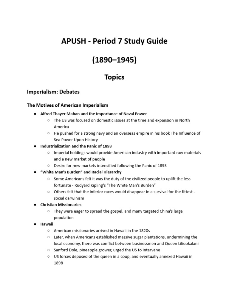 APUSH - Period 7 Study Guide | PDF | Allies Of World War I | World War I