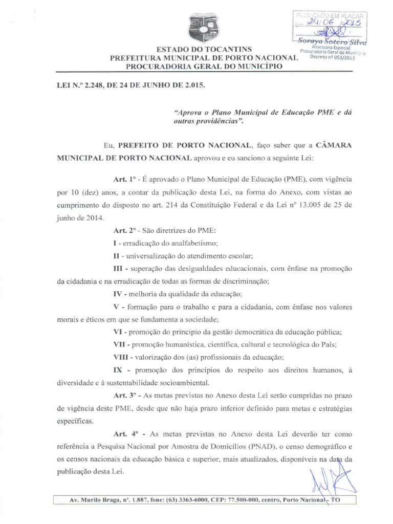 Lei PME | PDF | Pré-escola | Pedagogia