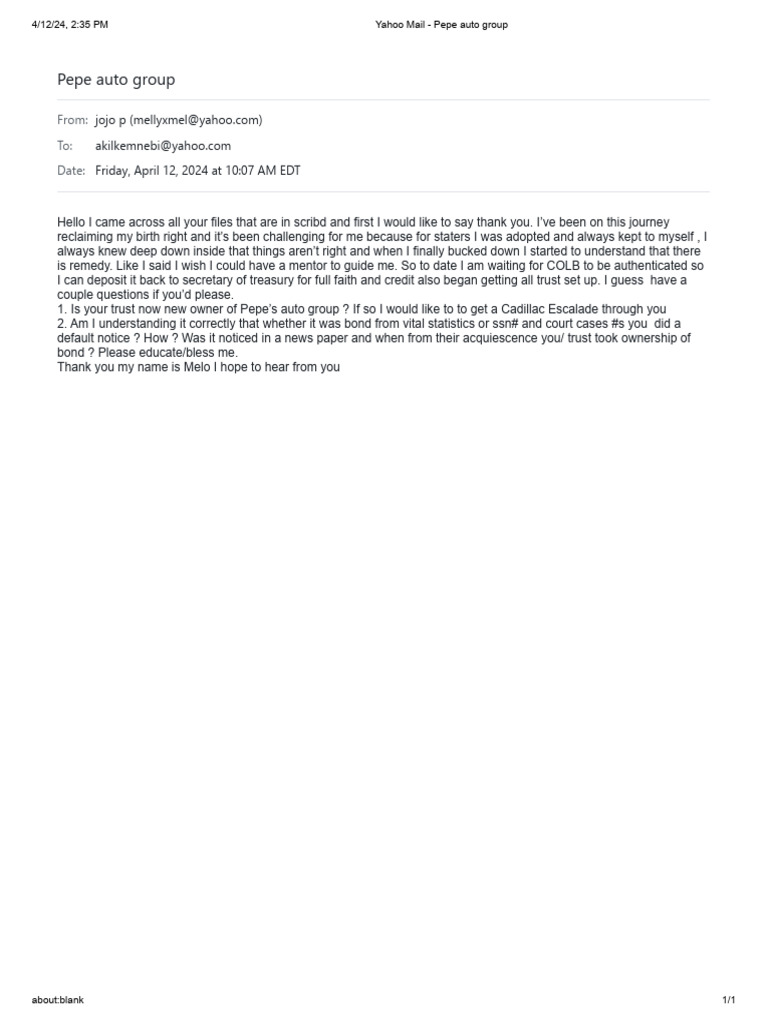Yahoo Mail - Pepe Auto Group | PDF | Self-Improvement