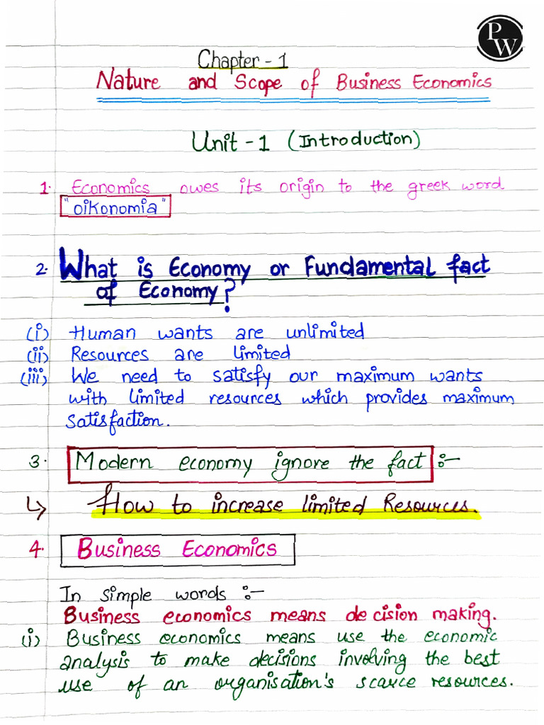 Handwritten - Notes - Nature - Scope - of - Business - Economics - PDF ...