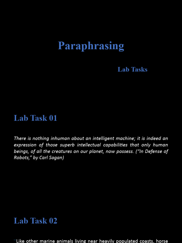 Paraphrasing Lab Tasks | PDF