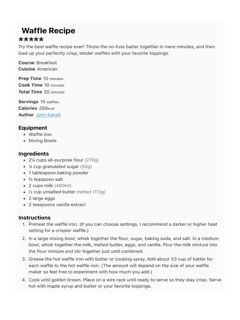 Waffle Recipe - Preppy Kitchen | PDF | Waffle | Foods