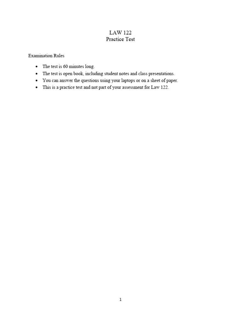 Business Law 122 Practice Test Winter 2022 Marked | PDF | Legal ...