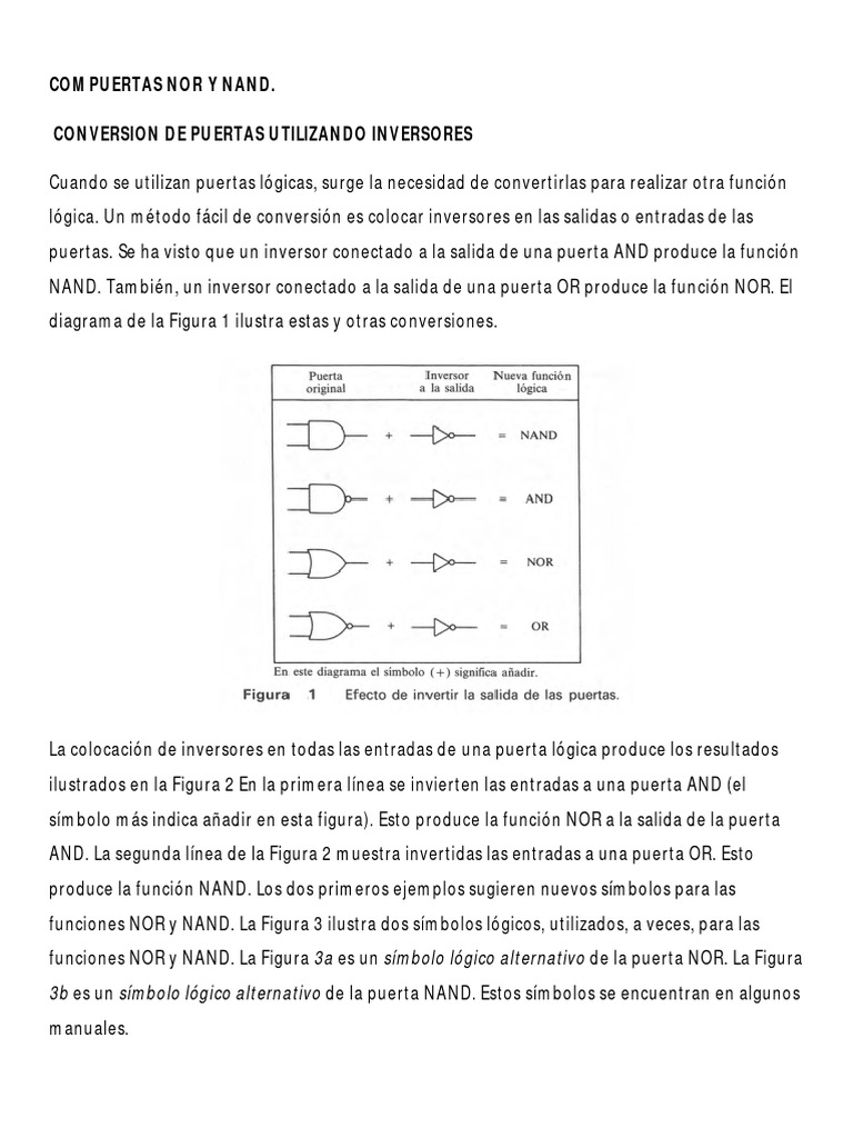 Conversión de puertas NOR y NAND | PDF | Puerta lógica | Lógica matemática