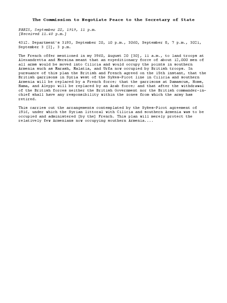 The Anglo-French Accord Sep. 15 1919 | PDF | Sykes–Picot Agreement ...