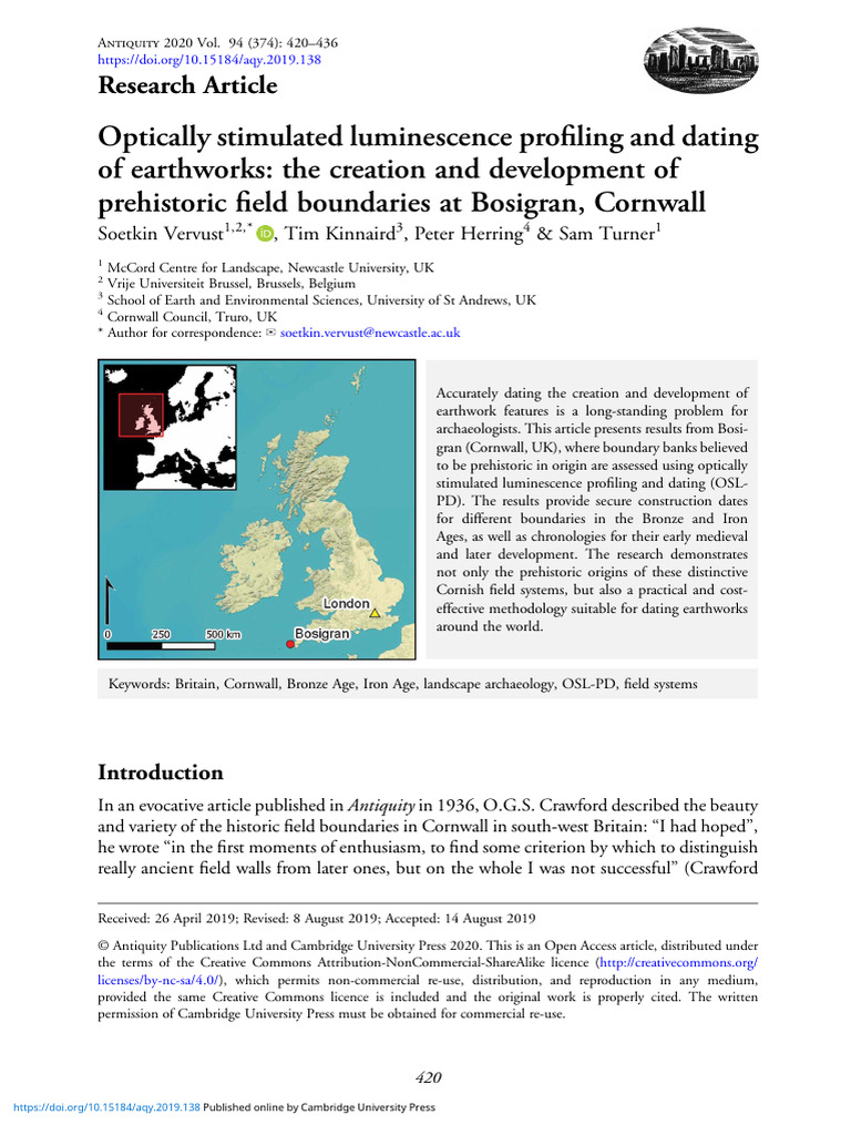 Optically Stimulated Luminescence Profiling and Dating of Earthworks ...