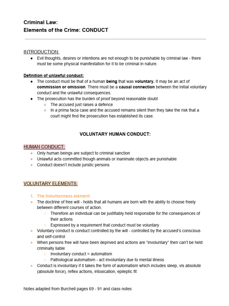 Criminal Law 2020 - Elements of A Crime - Conduct | PDF | Crimes ...
