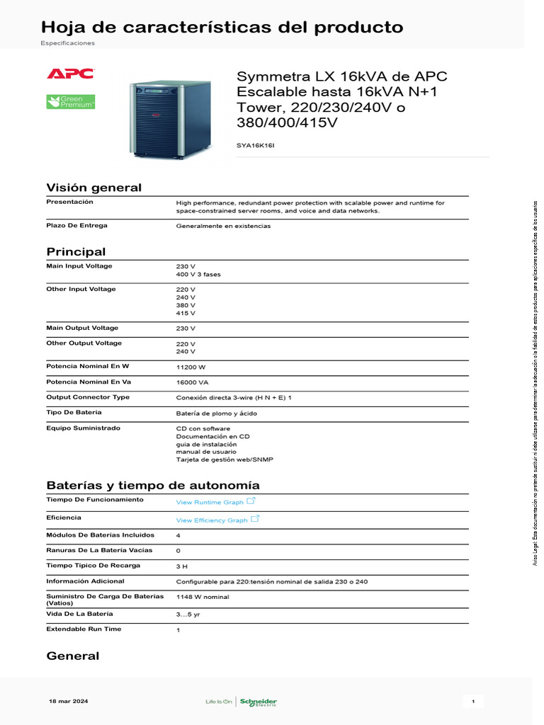 Schneider Electric Symmetra-LX SYA16K16I | PDF | Metrología