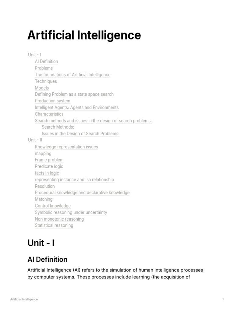 AI NOTES | PDF | Artificial Intelligence | Intelligence (AI) & Semantics