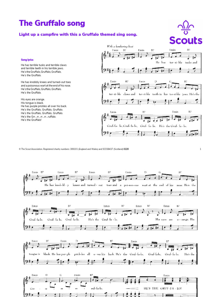 The Gruffalo Song Song Sheet The Gruffalo Song | PDF