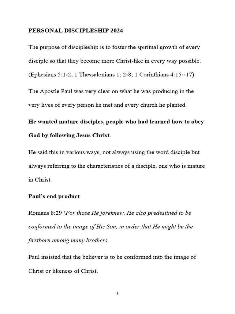 Personal Discipleship Guide 2024 | PDF | Disciple (Christianity) | Jesus