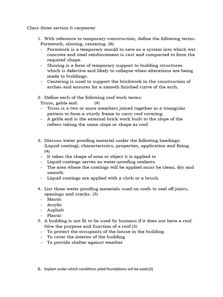 Carpenter Class 3 Section B | PDF | Concrete | Scaffolding