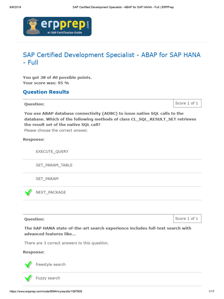 5 SAP Certified Development Specialist ABAP For SAP HANA Full ERPPrep | PDF | Databases | Sql