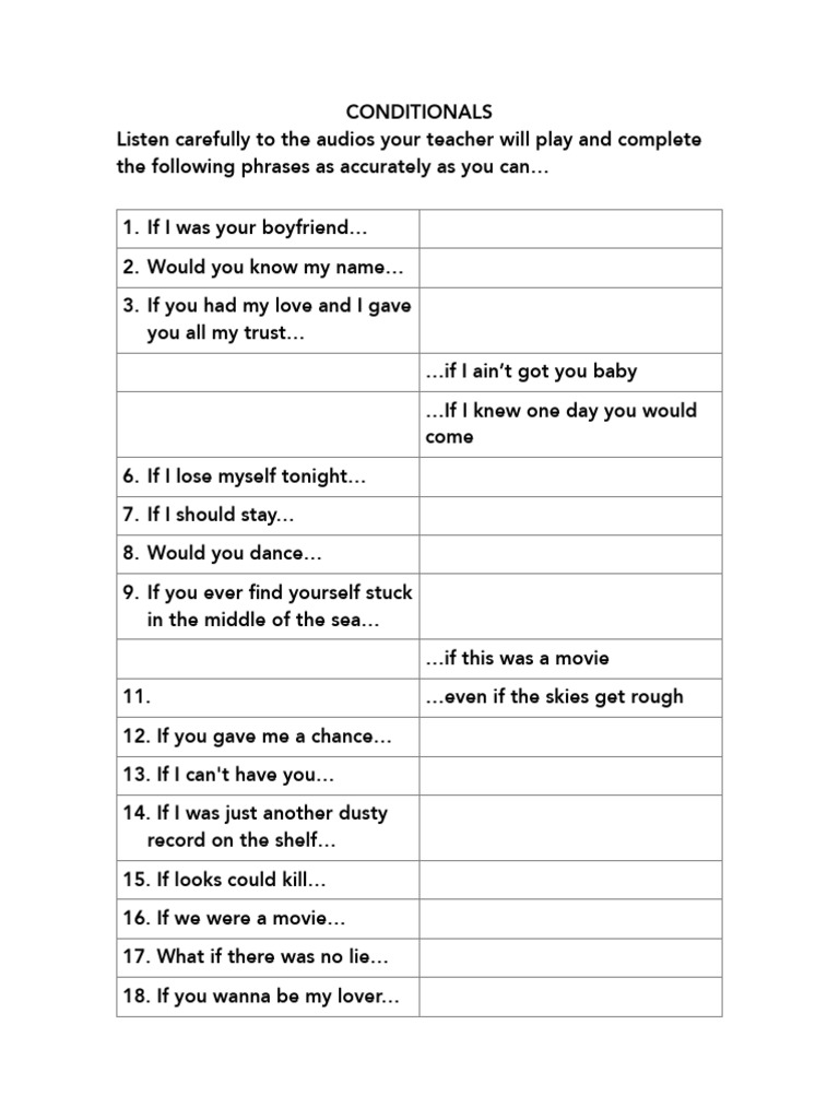 Conditional Phrases in Songs | PDF