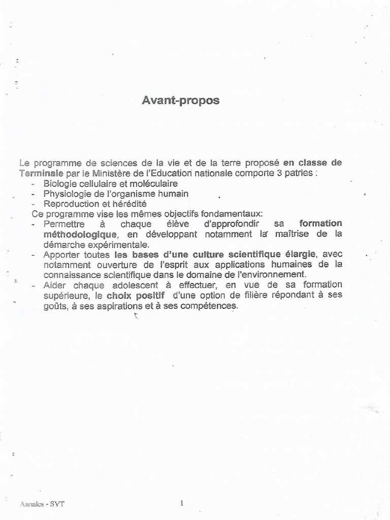 Fascicule Science Terminale | PDF