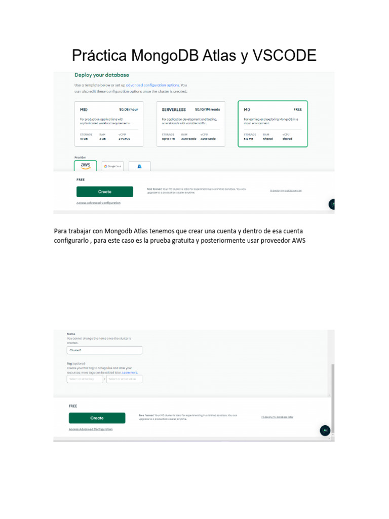 Guía: MongoDB Atlas con VSCode | PDF