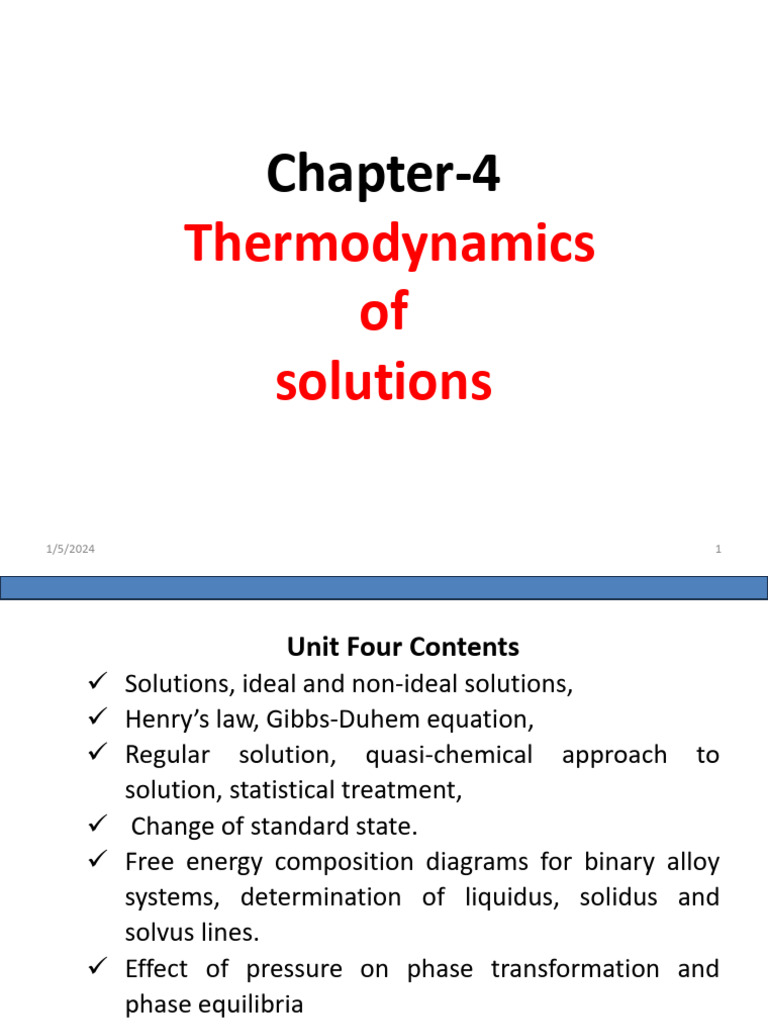 Thermodynamics of Solutions Overview | PDF | Solubility | Gibbs Free Energy