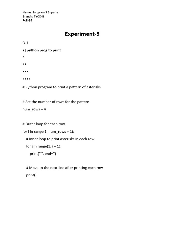 Experiment 5 Programs | PDF | Computer Programming | Control Flow
