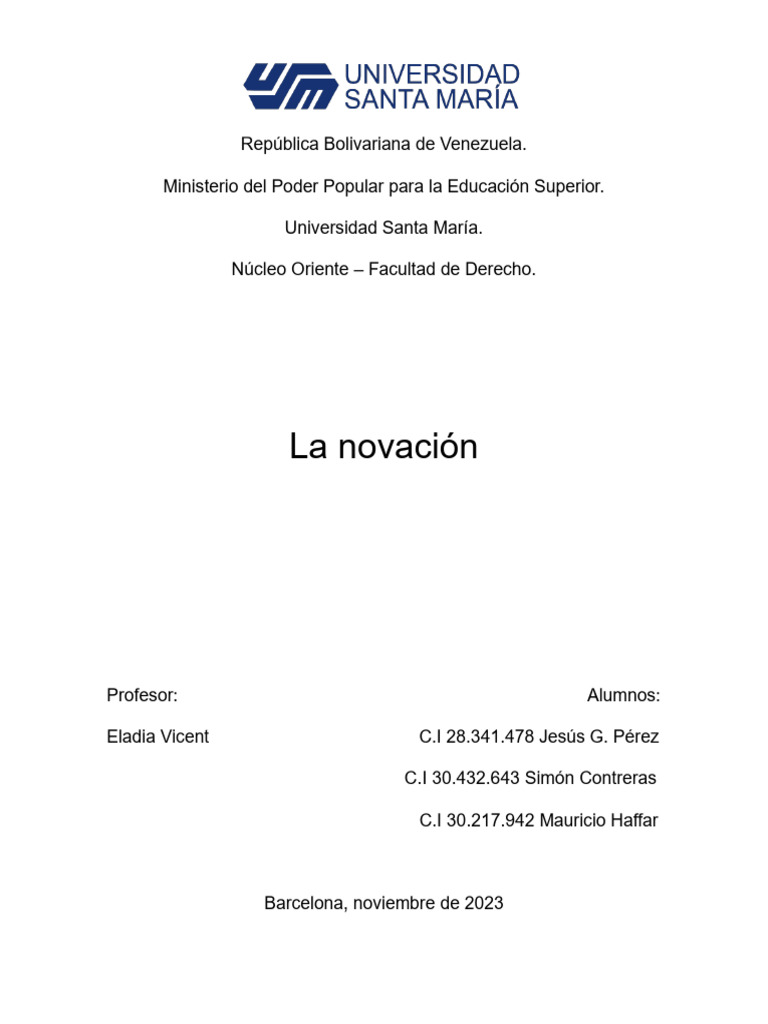La Novacion Obligaciones (1) | PDF | Consentimiento | Derecho civil ... La Novacion Obligaciones (1) | PDF | Consentimiento | Derecho civil ...