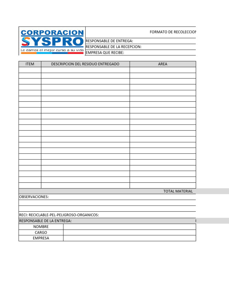 Formato de Recoleccion de Aceite y Entrega m | PDF