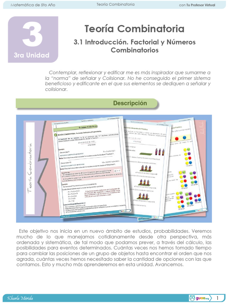 Teoría Combinatoria. Introducción. Factorial y Números Combinatorios - 0 | PDF | Combinatoria ...