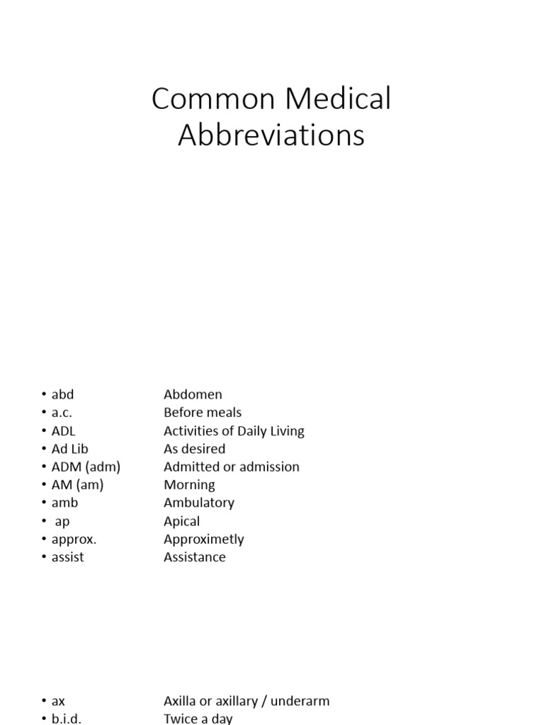 Common Medical Abbreviations Explained | PDF | Medicine | Health Care