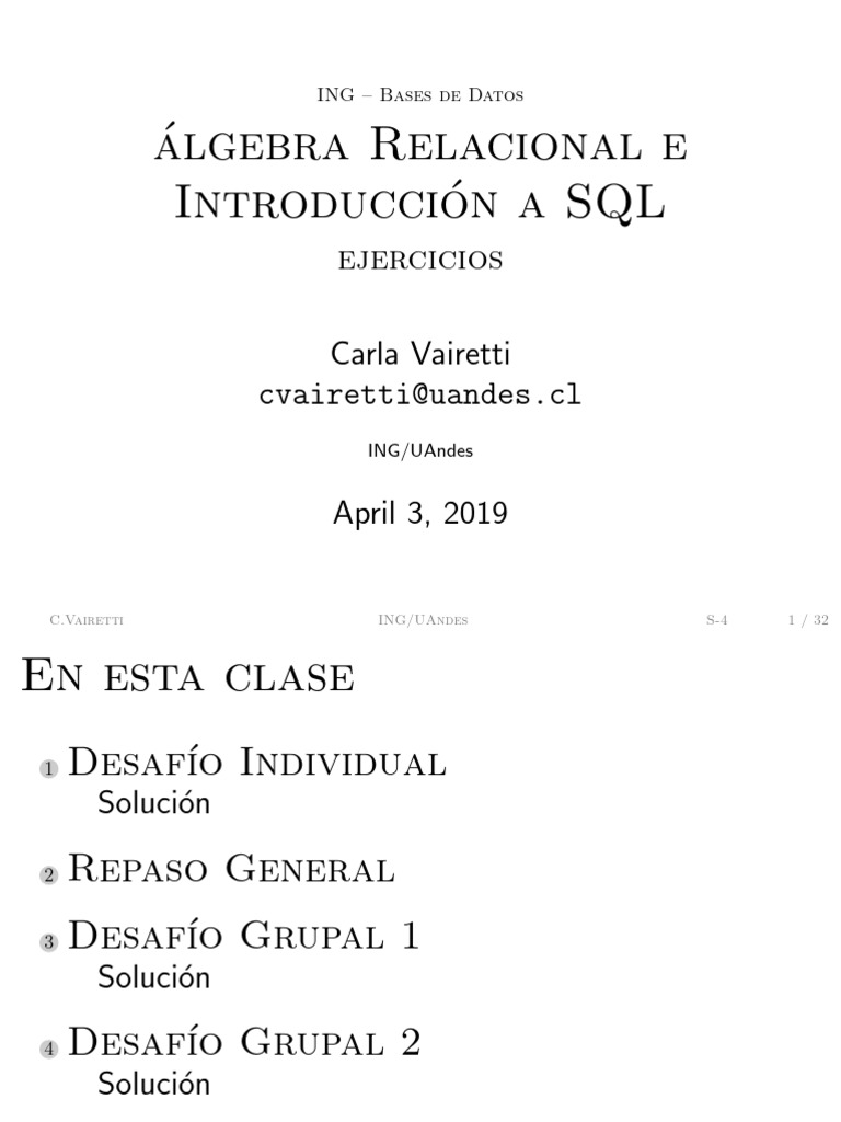BBDD - Algebra Relacional e Introducción A SQL | PDF | SQL | Informática