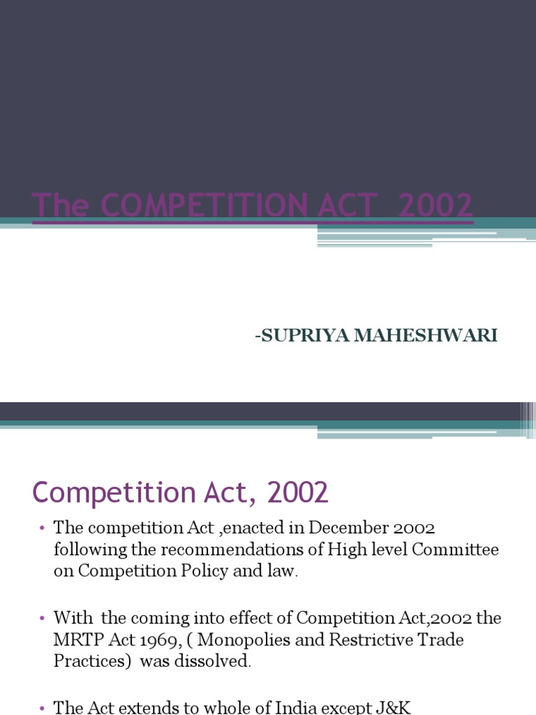 The Competition Act 2002 | PDF | Competition | Government