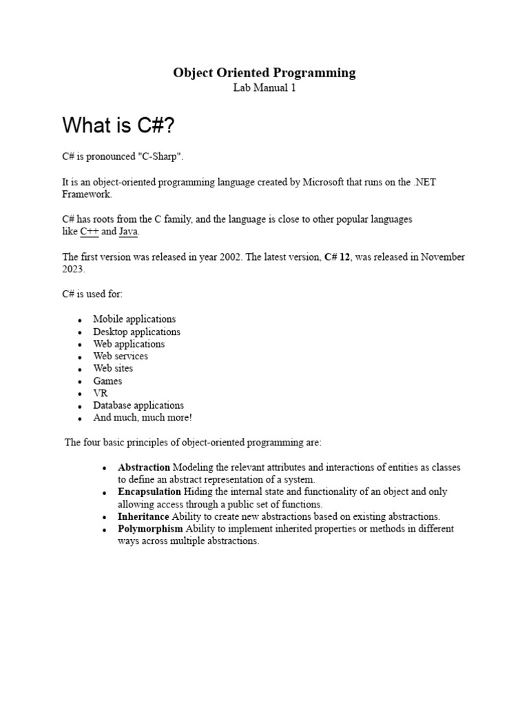 OOP in C# Tasks | Download Free PDF | C Sharp (Programming Language) | Data Type